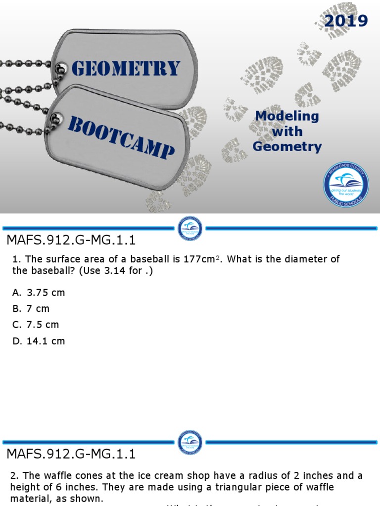 Geometry Bootcamp Exercises and Solutions | PDF | Density | Volume