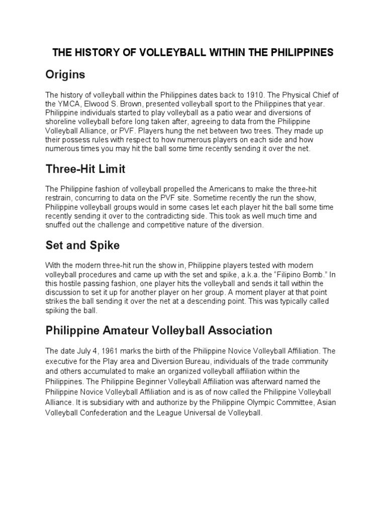 Volleyball's Introduction in the Philippines | PDF | Sports ...