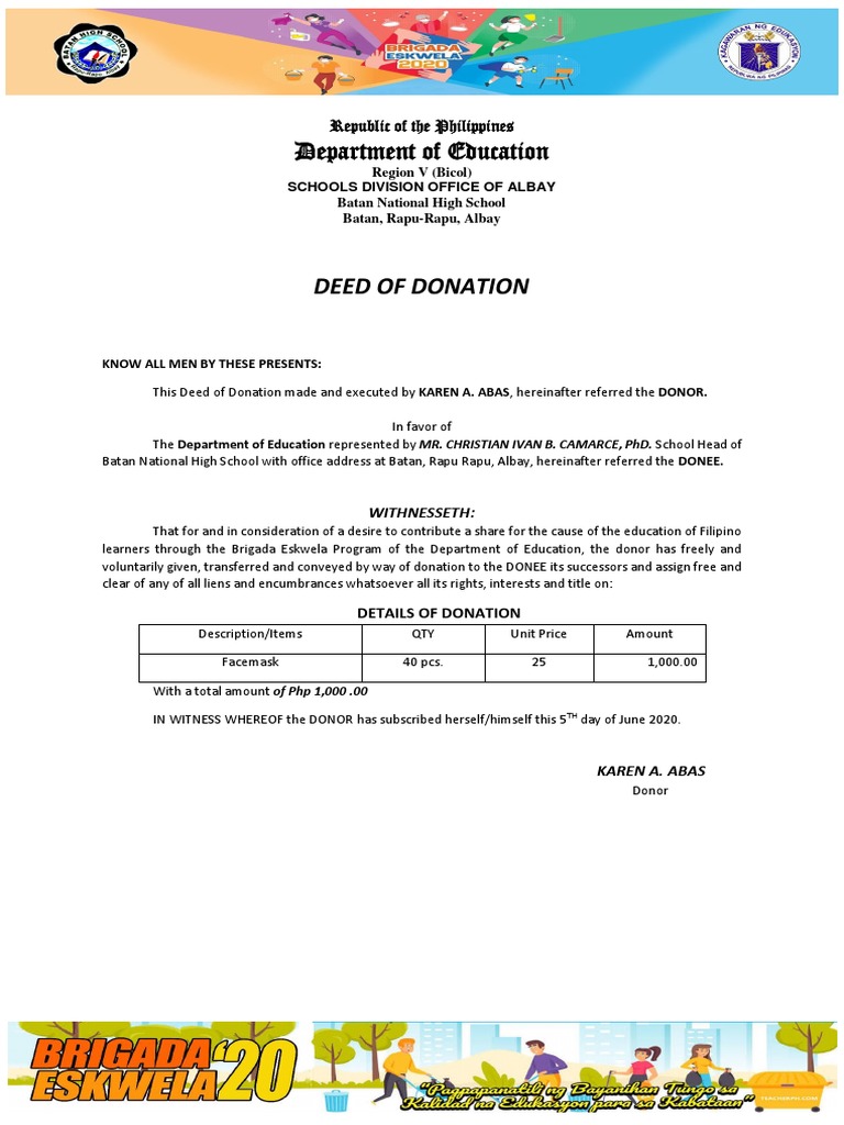 CertificateOfAcceptance DeedOfDonation | PDF | Deed | Common Law