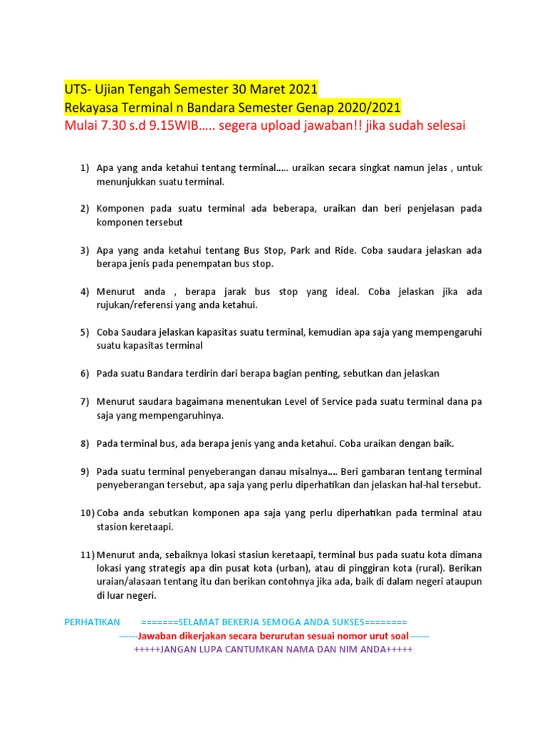UTS Rekayasa Terminal Bandara 2021 | PDF