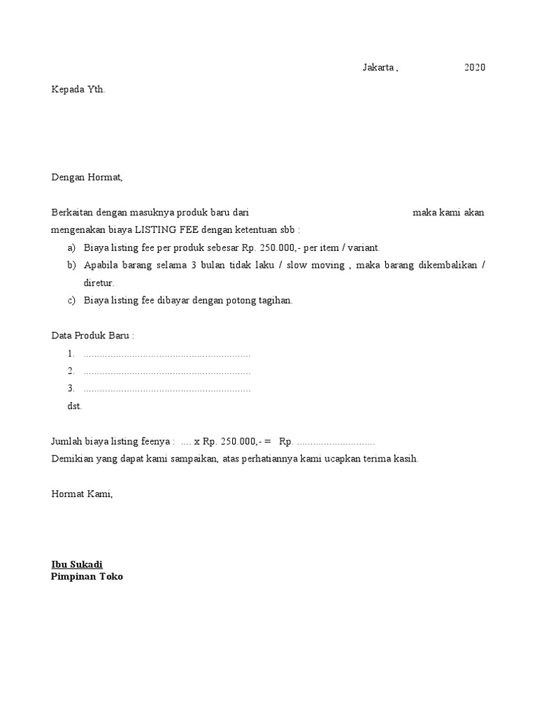 Form Listing Produk | PDF