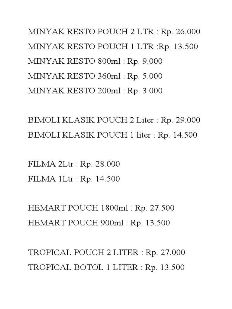 Label Minyak Terbaru 2019 | PDF