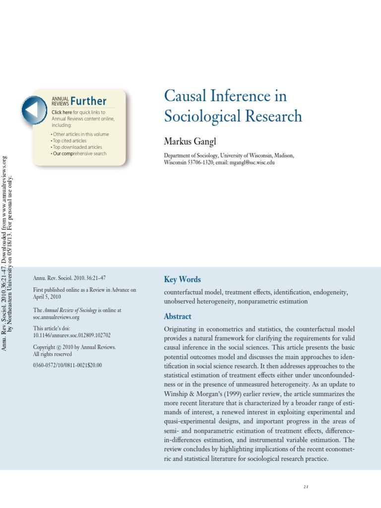 Causal Inference in Sociological Research: Further | PDF | Causality ...