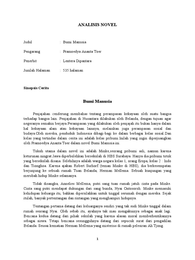 Analisis Novel BM | PDF