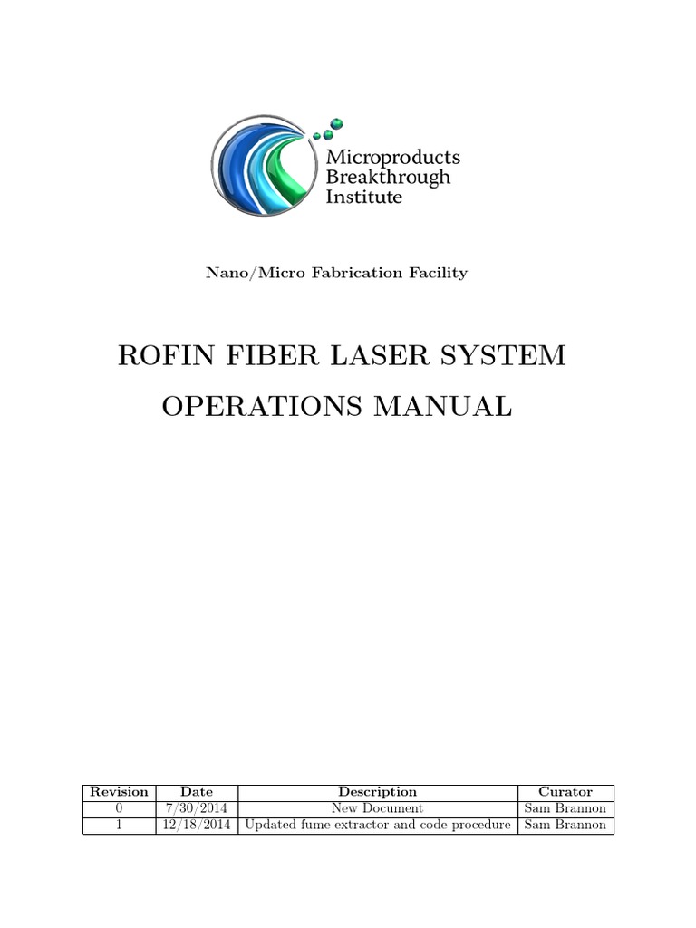 Rofin Laser Operations Manual | PDF | Welding | Construction