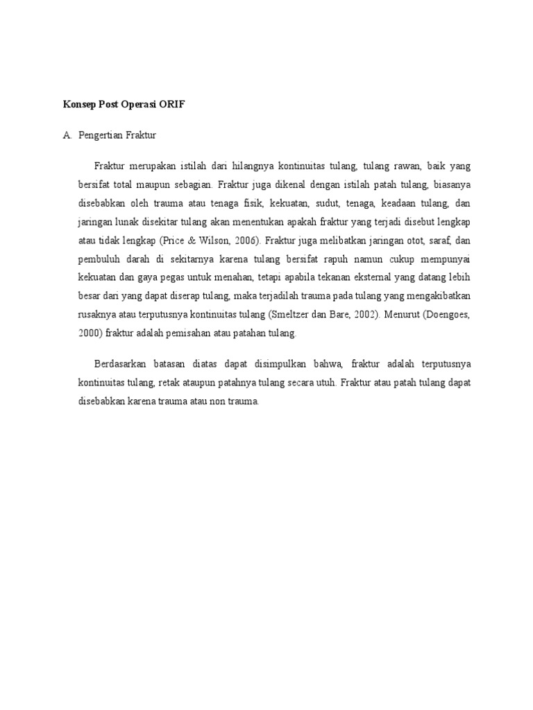 Pemahaman Post Operasi ORIF | PDF