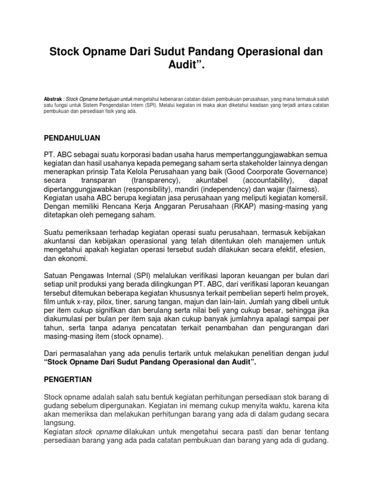Stock Opname | PDF | Karier & Perkembangan | Bisnis