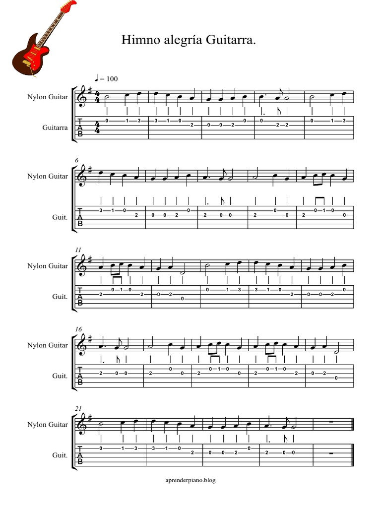 Guitarra - HIMNO de La Alegría - Partitura-Completa | PDF