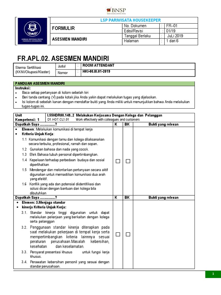 APL-02 Mandiri 2020 (RA) | PDF