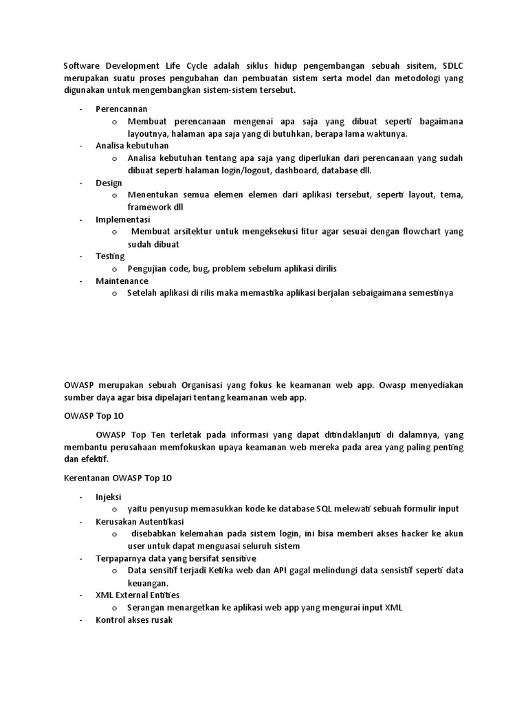 Laporan SDLC & OWASP | PDF Laporan SDLC & OWASP | PDF