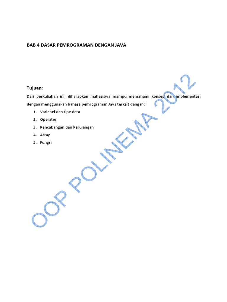 Logika Pemrograman Java: Variabel dan Operator | PDF