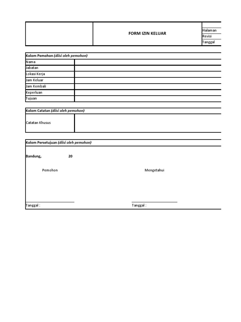 Form Izin Keluar Kantor | PDF