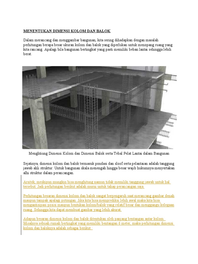 Menentukan Dimensi Kolom Dan Balok | PDF | Metode & Bahan Ajar