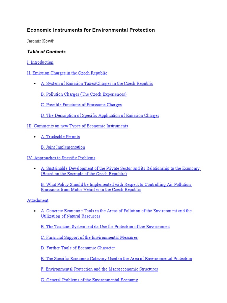 Economic Instruments For Environmental Protection | PDF | Environmental ...