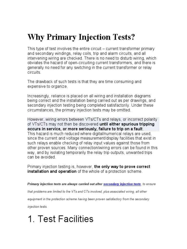 Importance of Primary Injection Testing | PDF | Transformer | Relay