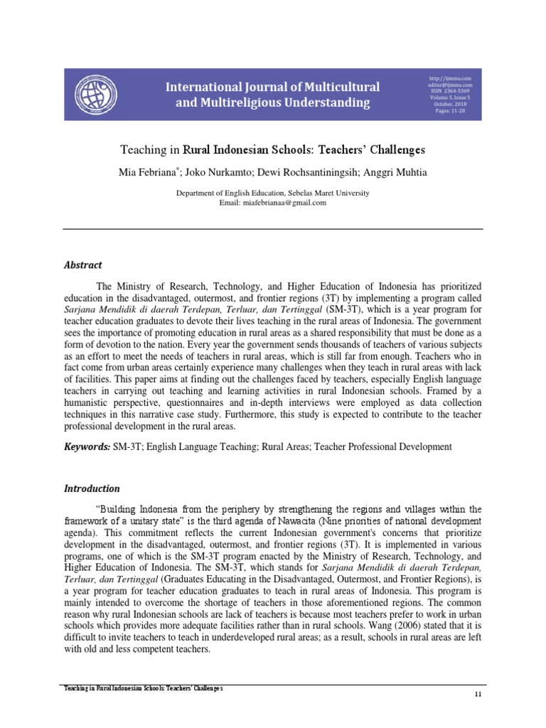 Teaching in Rural Indonesian Schools: Teachers' Challenges | PDF ...