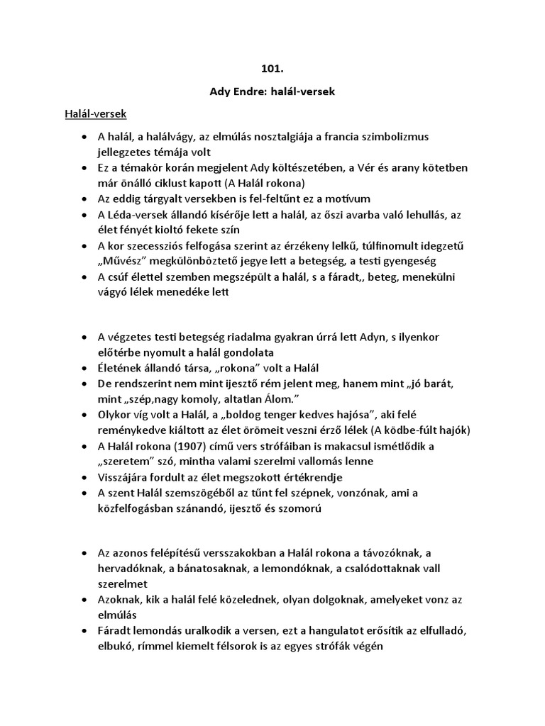 Ady Endre: Halál-Versek | PDF