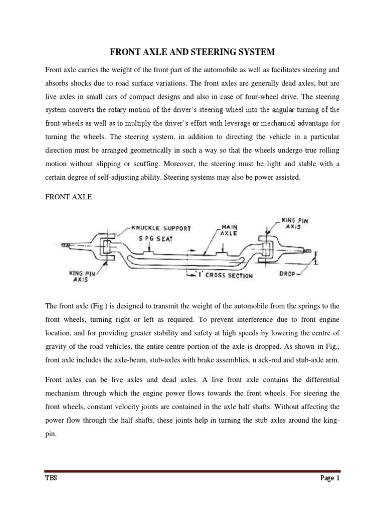 10 - Front Axle & Steering System | PDF | Steering | Axle