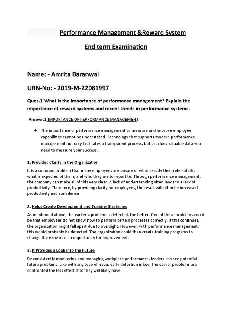Performance Management Exam | PDF | Competence (Human Resources) | Goal ...
