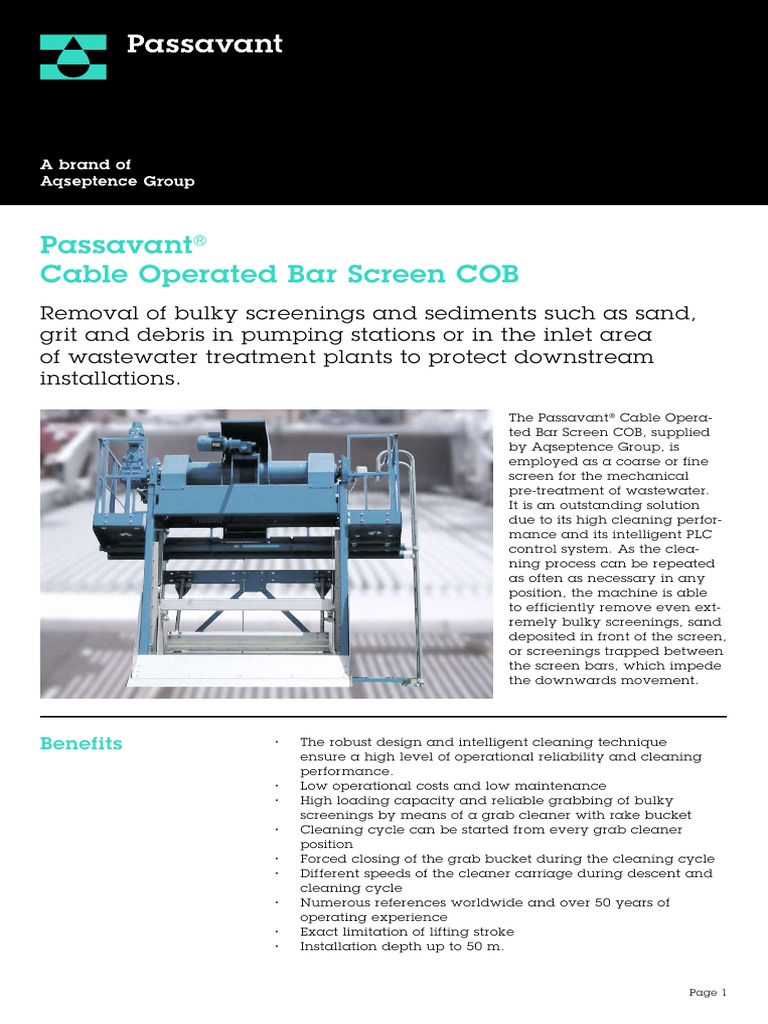 As Passavant Cable Operated Bar Screen COB en WEB | PDF | Sewage ...
