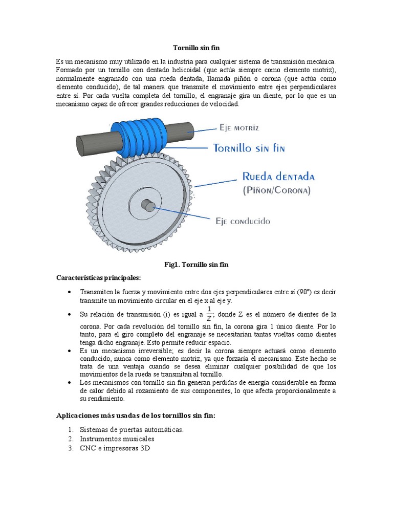 Tornillo Sin Fin | PDF | Engranaje | Tornillo