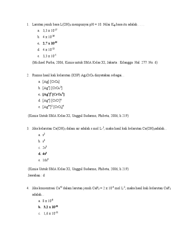 Latihan Soal KSP | PDF