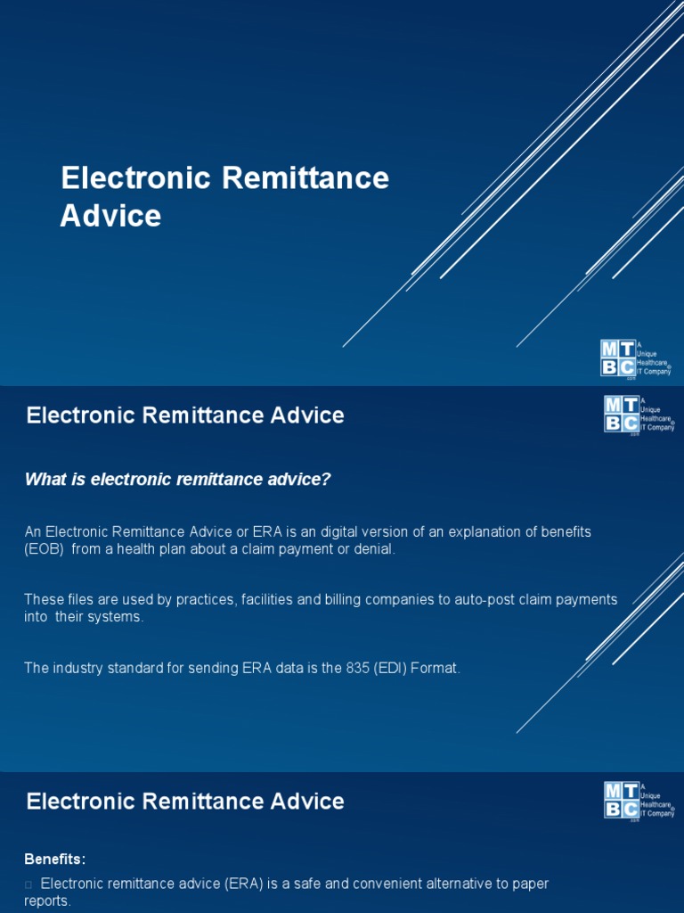 Electronic Remittance Advice | PDF | Medicare (United States) | Health Care
