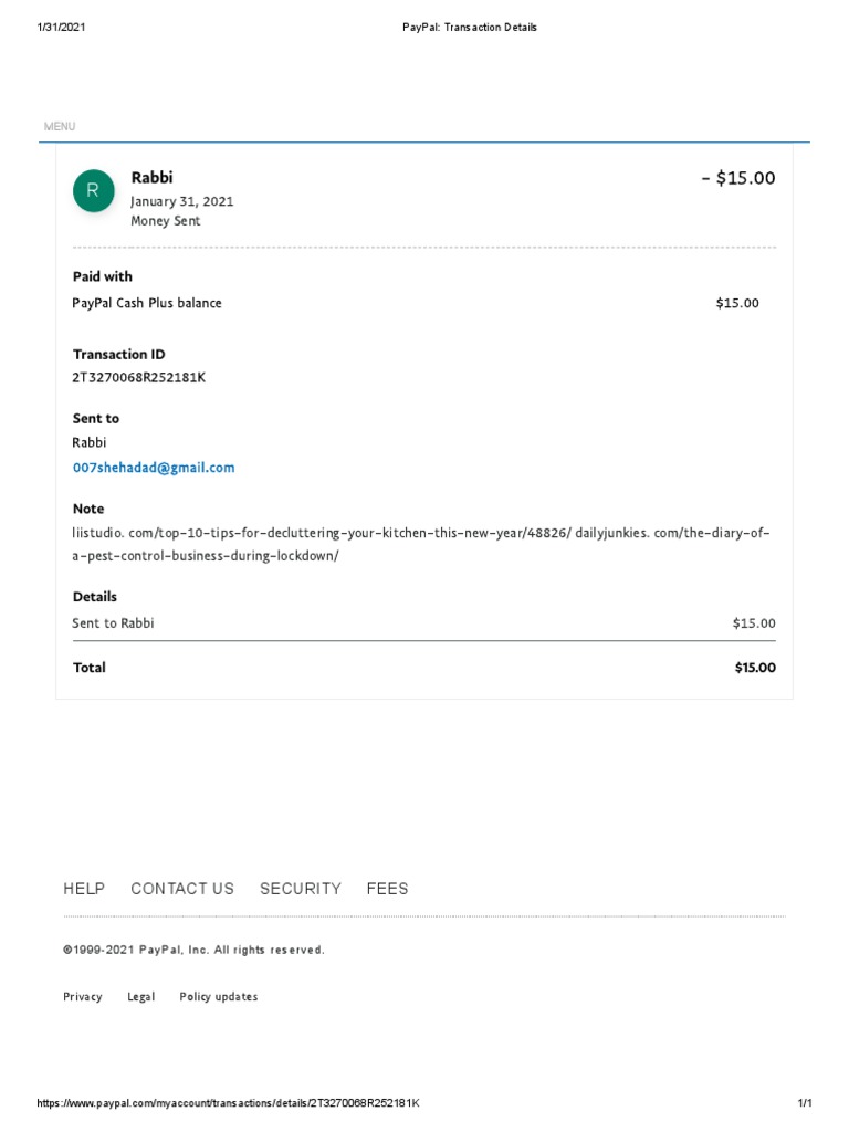 PayPal - Transaction Details | PDF