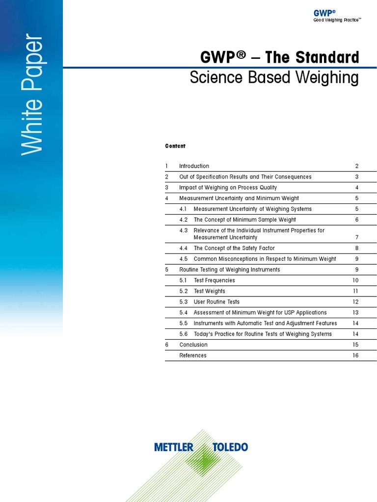 GWP White Paper - The Standard - en | PDF | Weighing Scale | Calibration