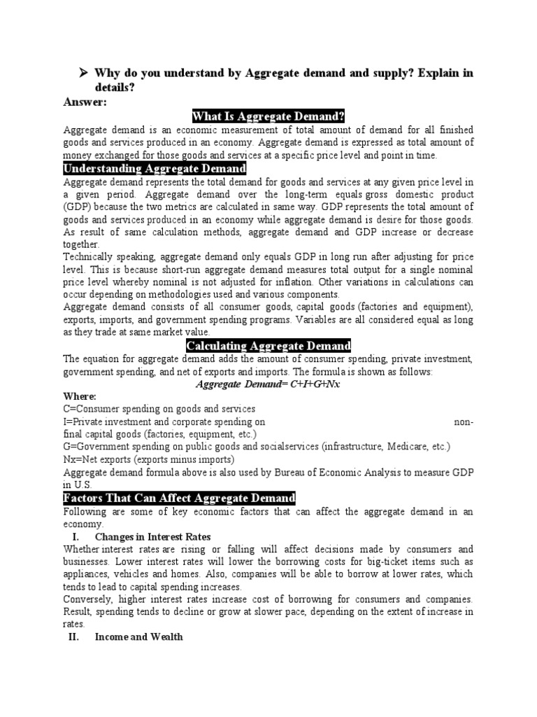 ASSIGNMENT | PDF | Aggregate Demand | Supply (Economics)