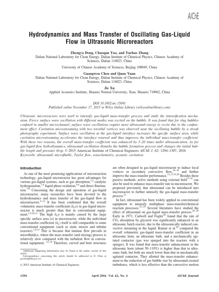 Ultrasonic Microreactor Dynamics | PDF | Ultrasound | Fluid Dynamics