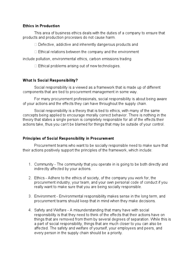 Ethics in Production | PDF | Business Ethics | Policy