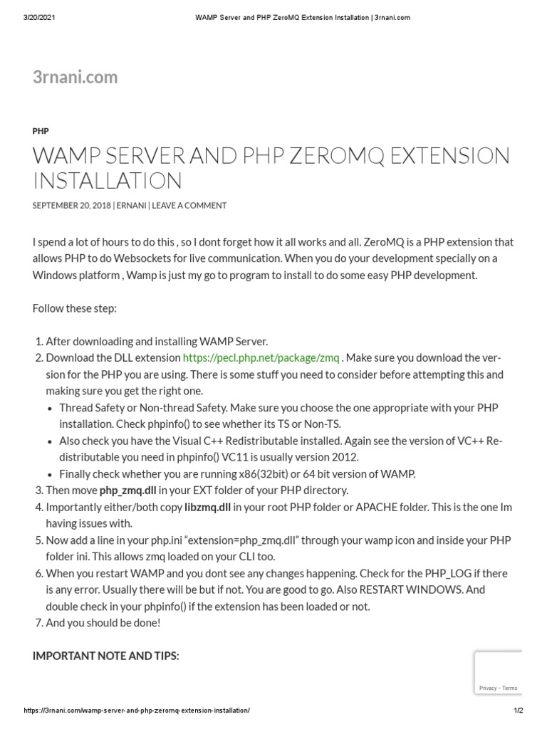 WAMP Server and PHP ZeroMQ Extension Installation | PDF | Php ...