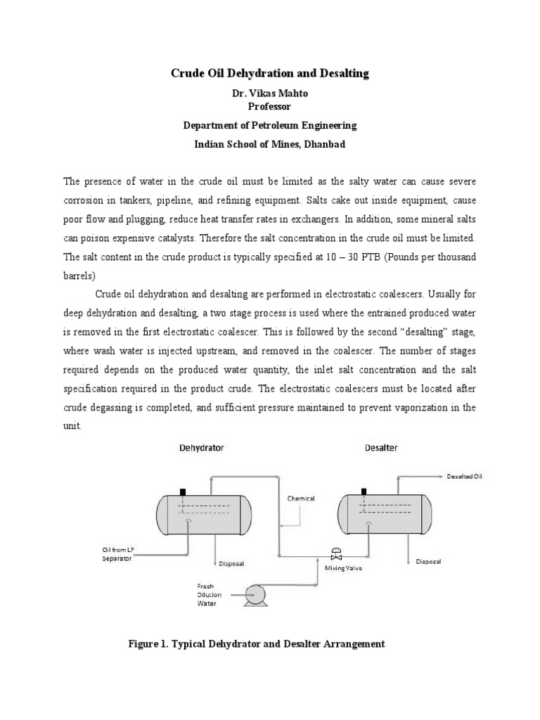 Crude Oil Dehydration and Desalting | PDF | Soft Matter | Water