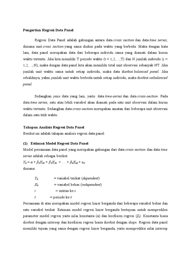 Analisis Regresi Data Panel | PDF