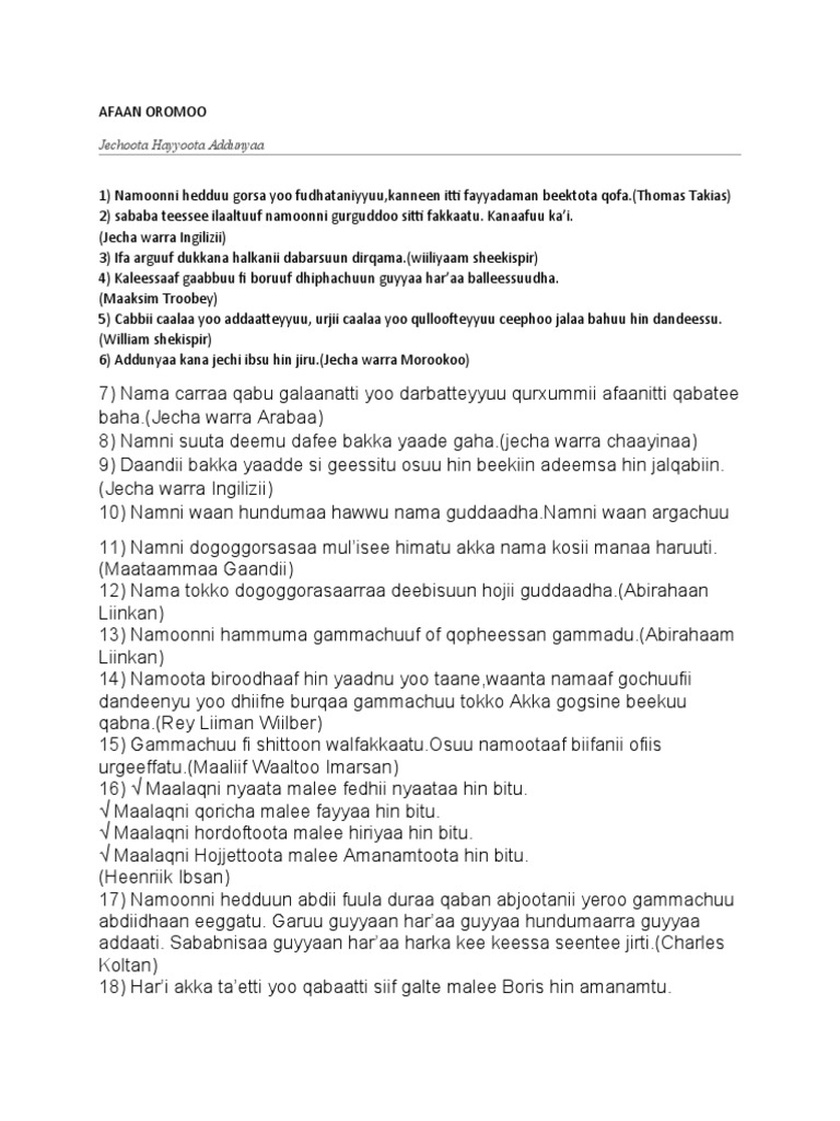 Jechaa Beektota | PDF