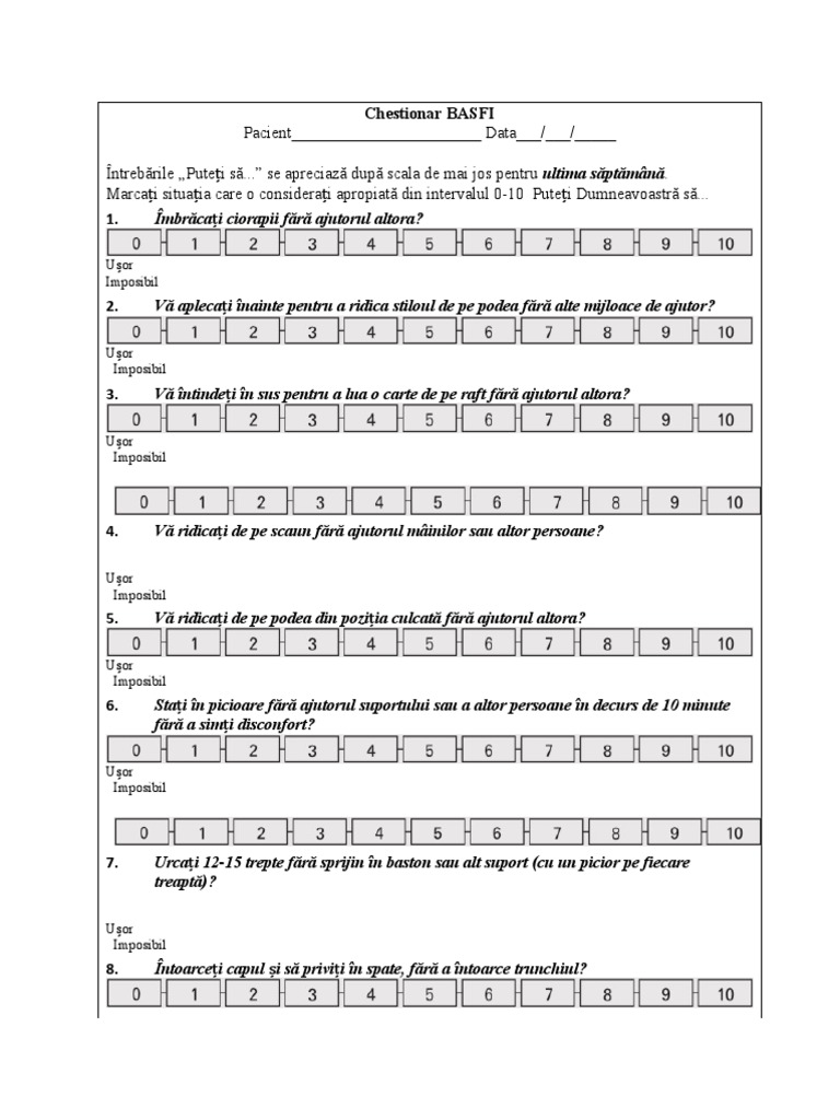 Chestionar BASFI | PDF