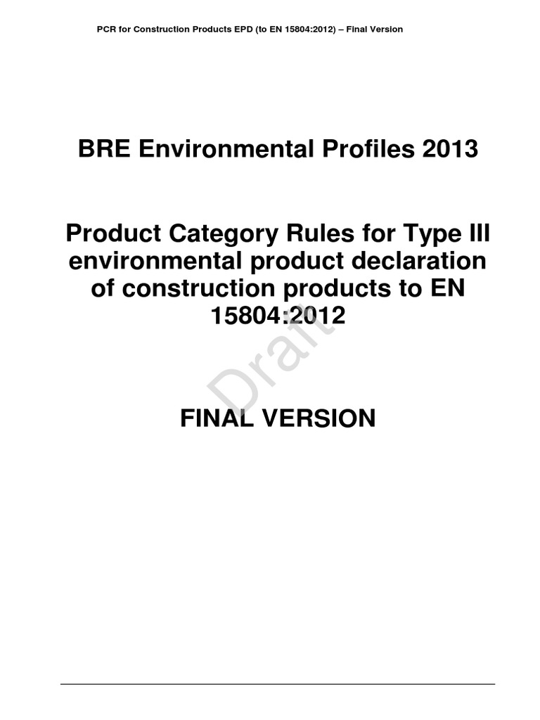 D Ra FT: BRE Environmental Profiles 2013 | PDF | Life Cycle Assessment ...