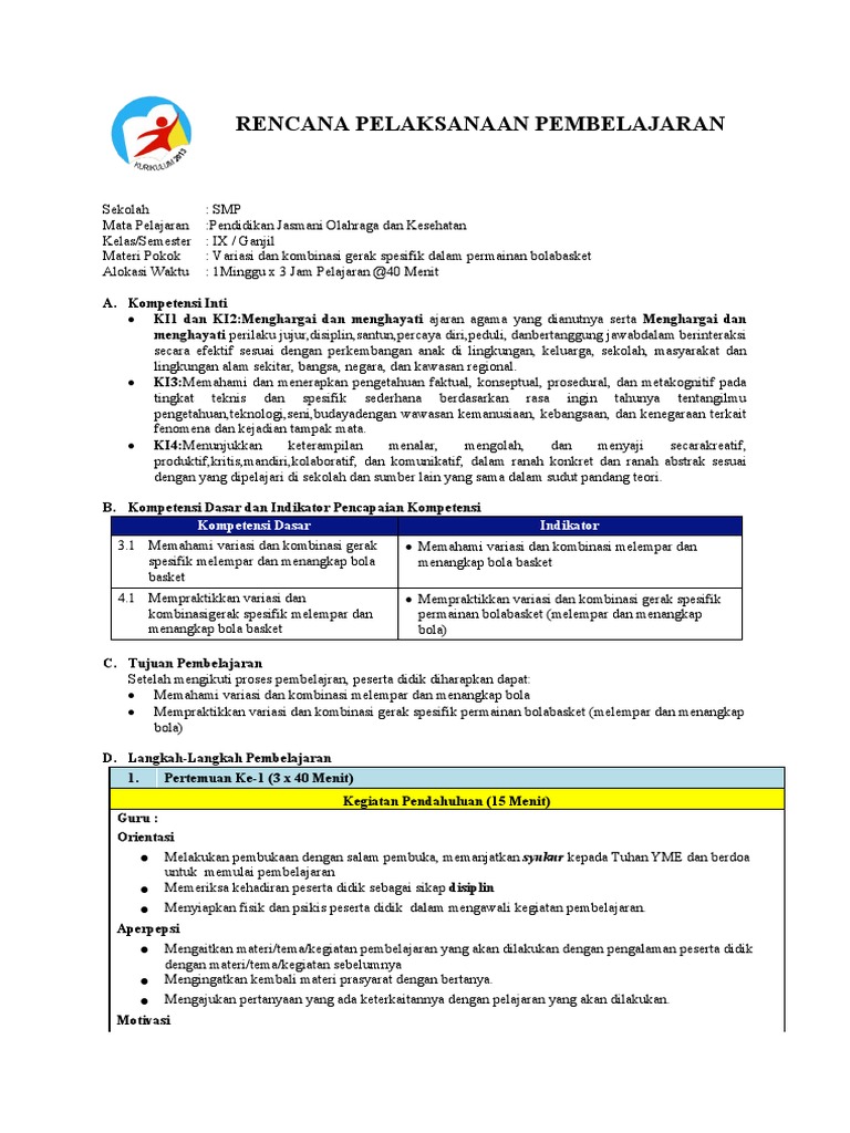 RENCANA PELAKSANAAN PEMBELAJARAN Bola Besar Micro Teaching | PDF