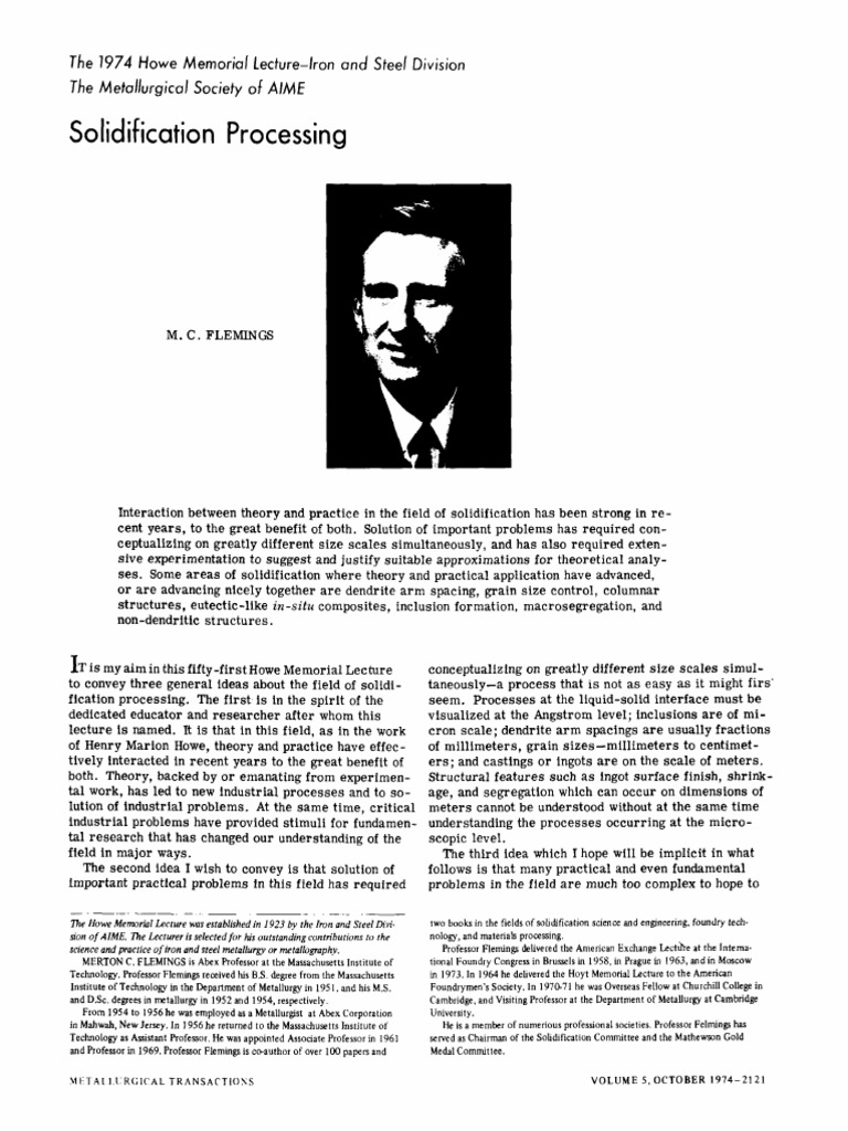 Solidification Processing | PDF | Casting (Metalworking) | Chemical Product Engineering