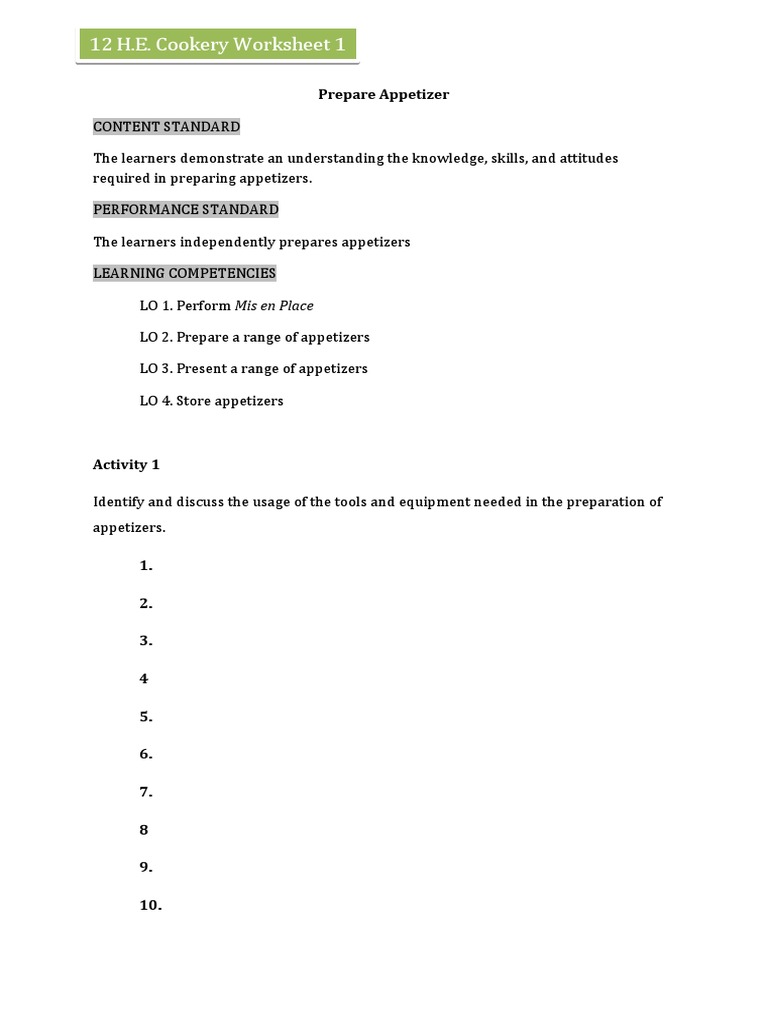 Prepare and Present a Range of Appetizers | PDF | Hors D'oeuvre | Foods