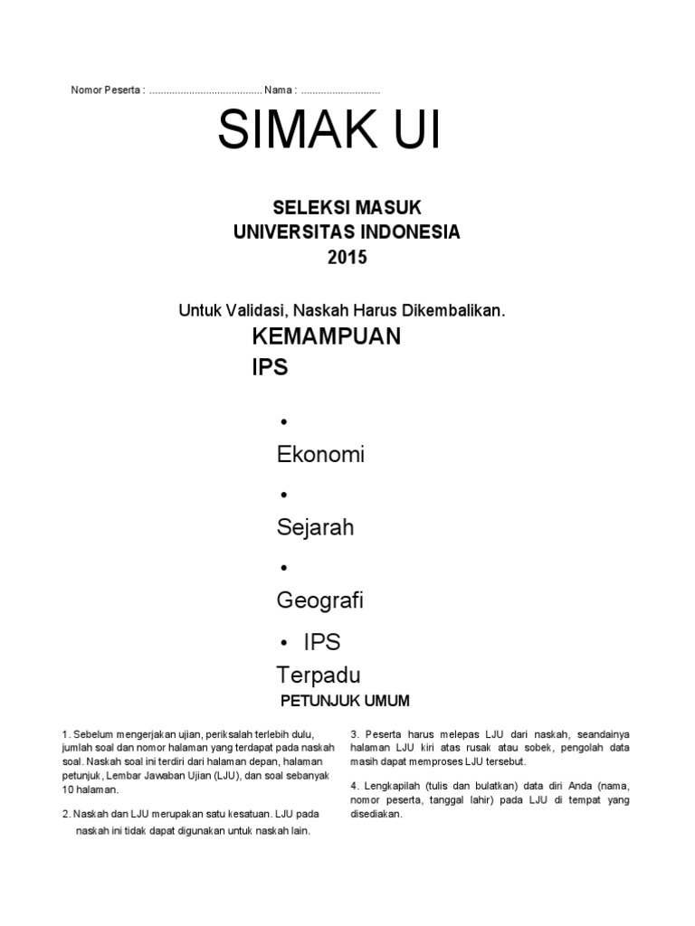 Simak Ui: Kemampuan IPS | PDF