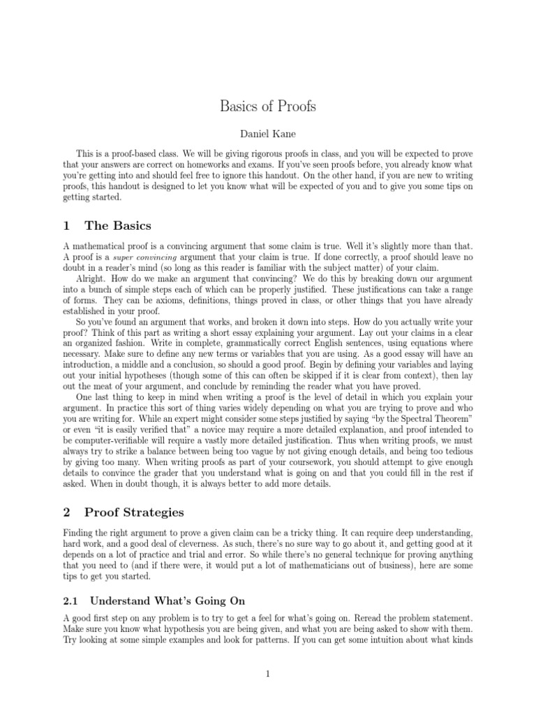 Basics of Proofs | PDF | Mathematical Proof | Mathematical Analysis