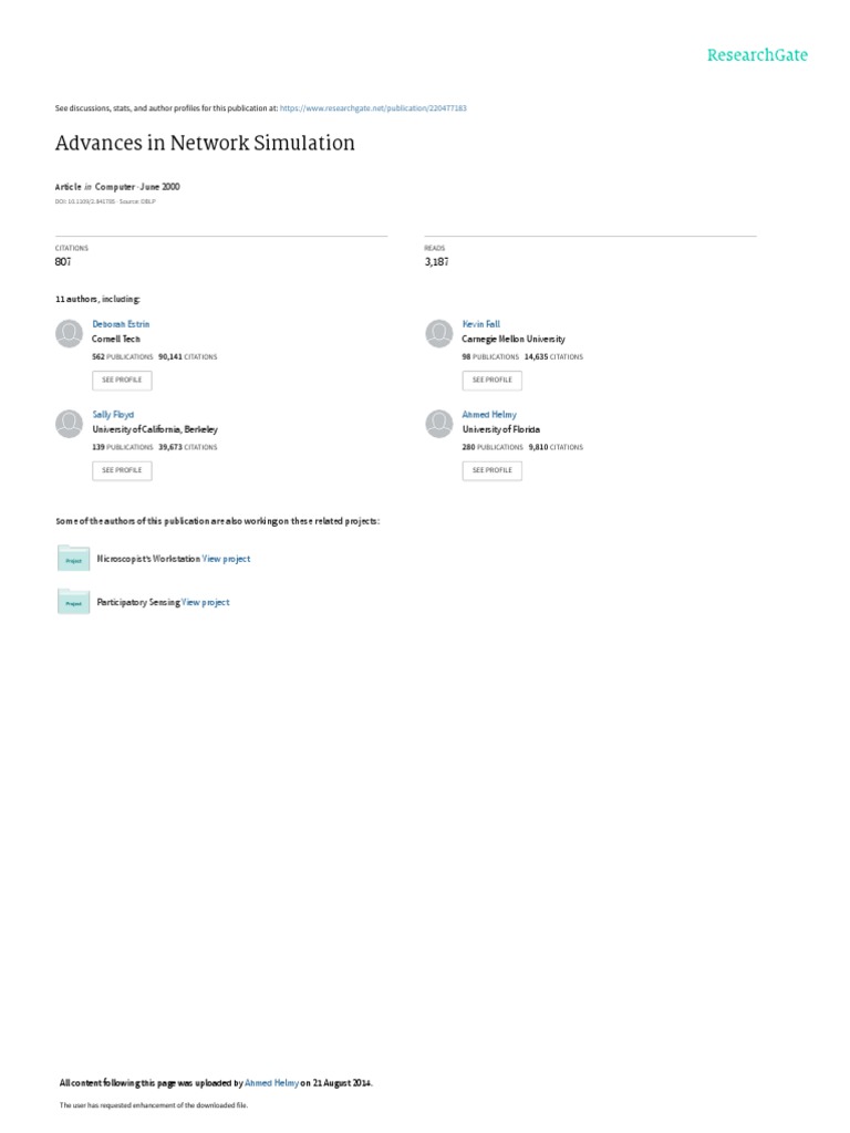 Advances in Network Simulation | PDF | Simulation | Transmission ...