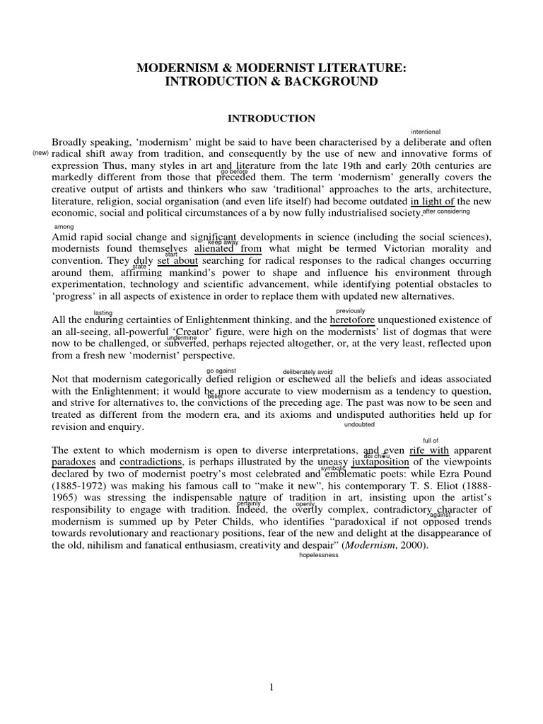 Modernism & Modernist Literature: Introduction & Background ...