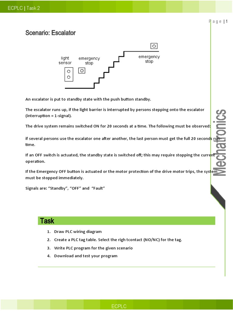 Scenario: Escalator: Light Sensor Emergency Stop Emergency Stop | PDF