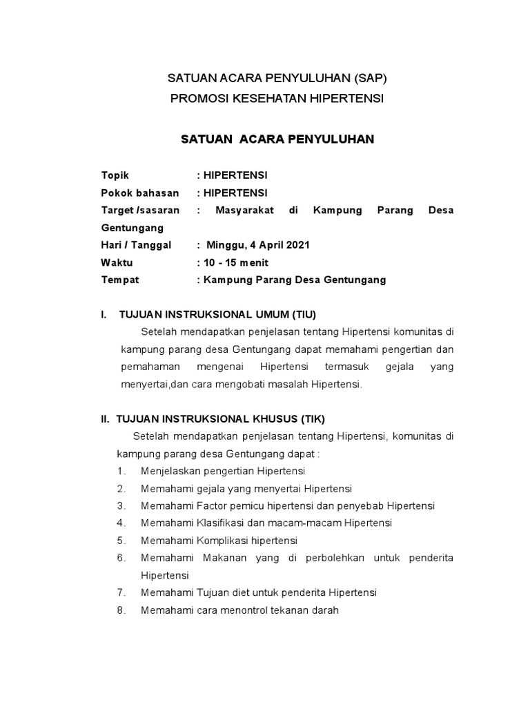 Sap Komunitas Hipertensi | PDF