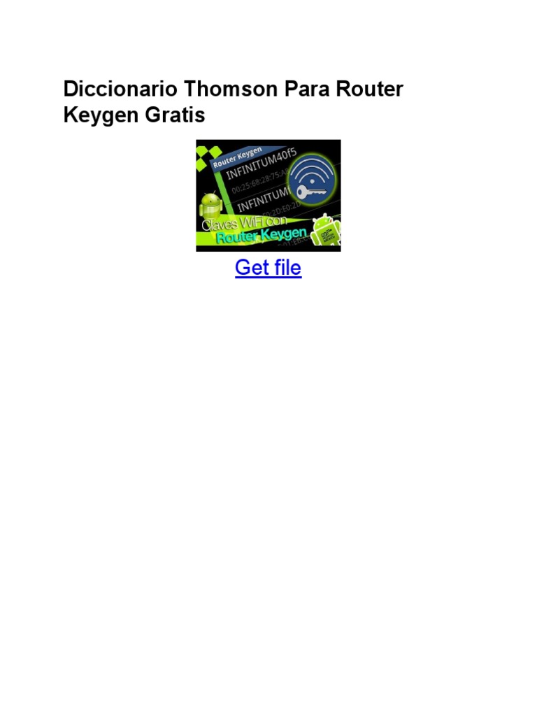Diccionario Thomson para Router Keygen Gratis | PDF