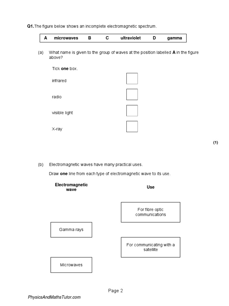 Electromagnetic Waves 1 QP | PDF | Electromagnetic Spectrum ...