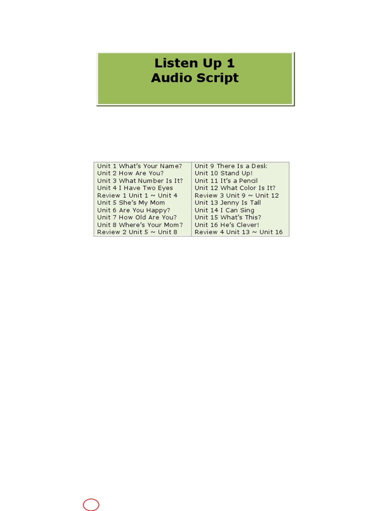Listen Up 1 Audio Script | PDF